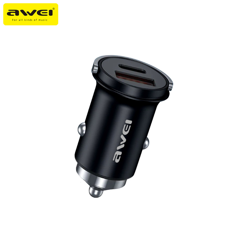 Awei C-854 Car Charger PD30W Dual Port Quick Charge with Pull Ring QC ...