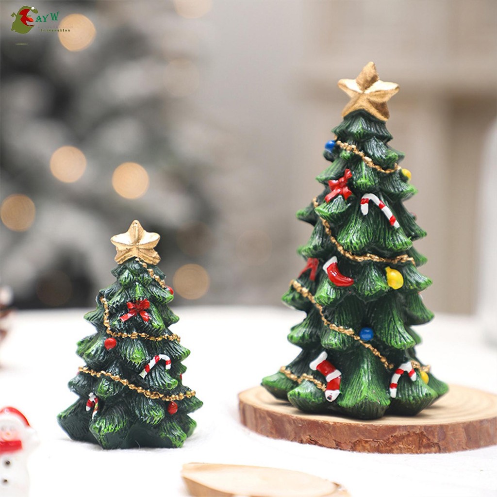 Resin Tabletop Christmas Tree Figurine Artificial Christmas Tree ...