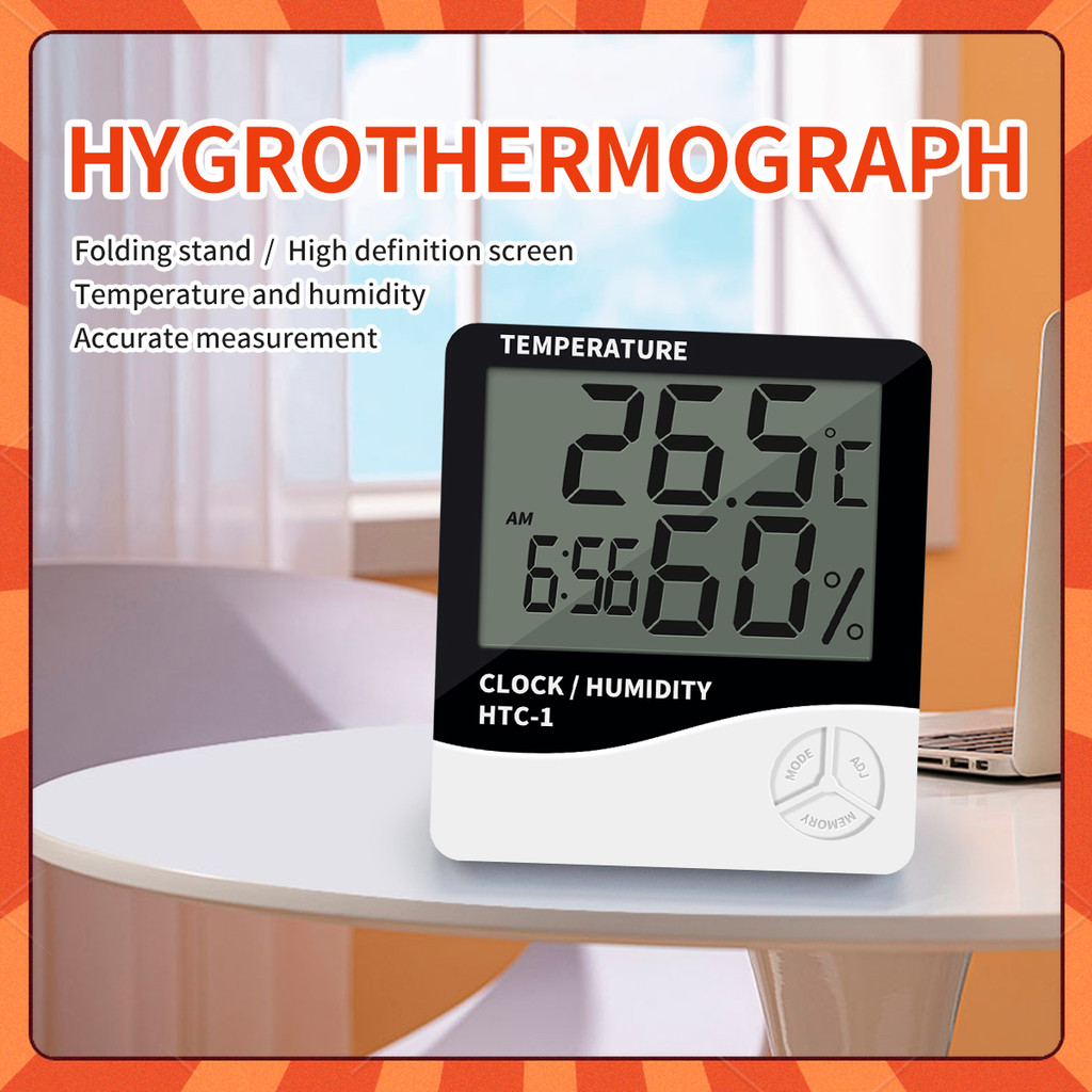 HTC-1 Digital LCD Thermometer Thermometer Hygrometer Temperature Alarm ...