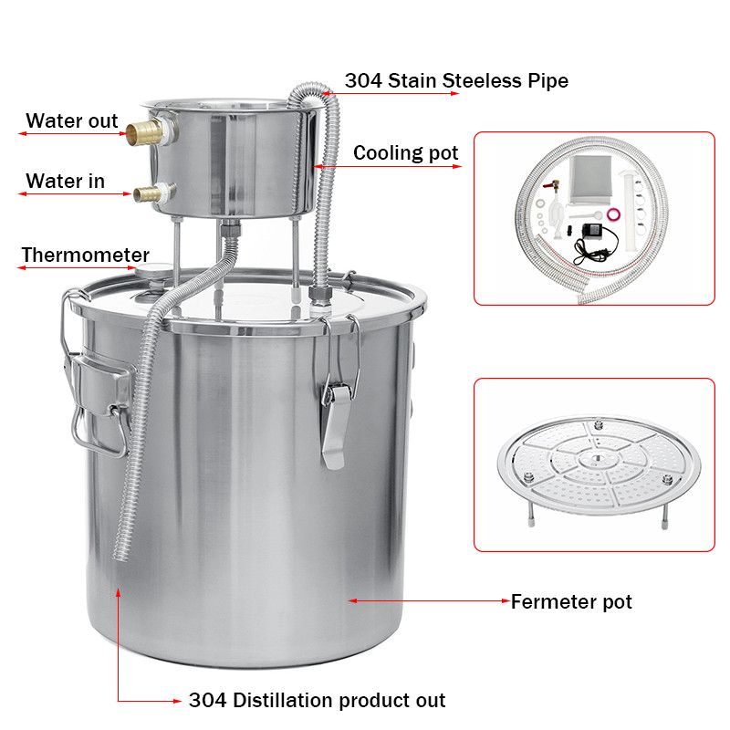 6L 22L 35L Home Brew Moonshine Distiller Copper Alcohol Distillery ...