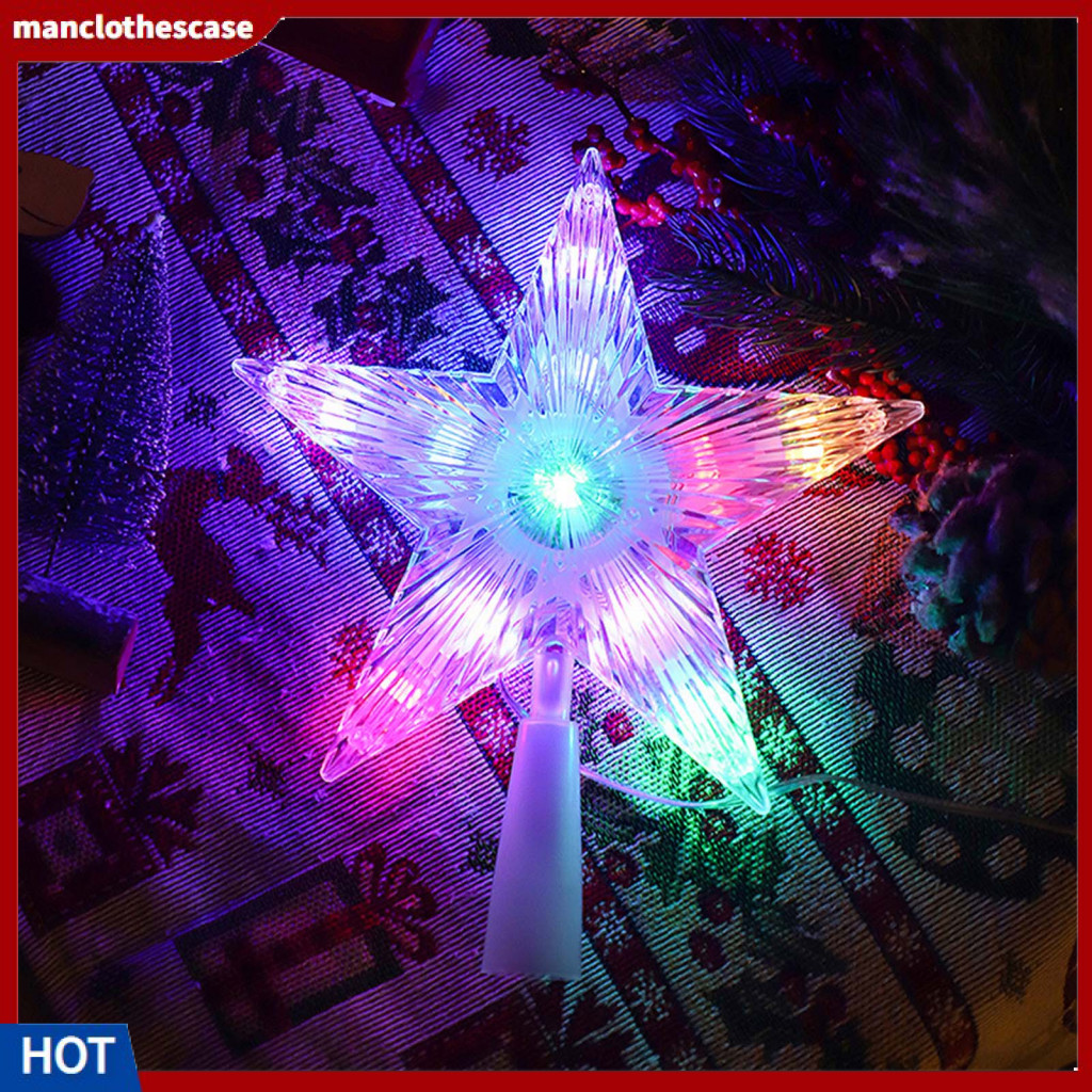 manclothescase Five-pointed Star Tree Topper Led Light Remote Control ...