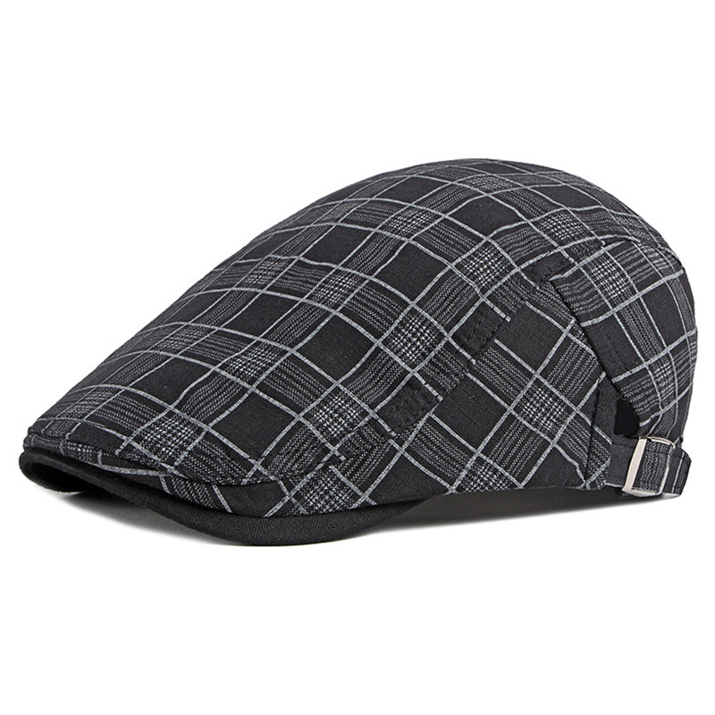 Marbit Stripe Lattice Beret Hat Women Men Plaid Visors Duckbill ...
