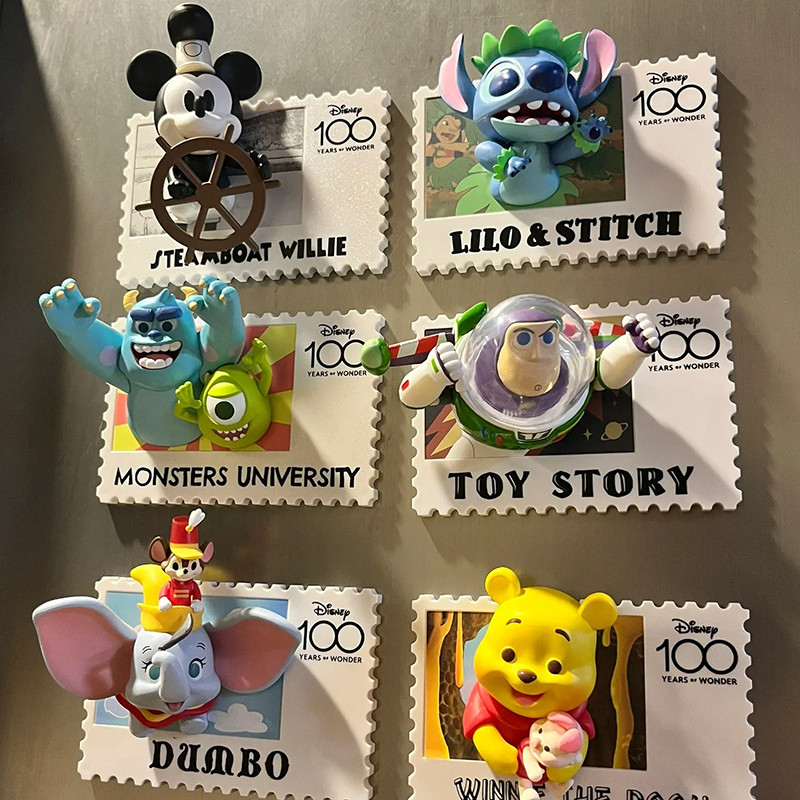 Disney 100th Anniversary Vintage Stamp Blind Box Creative Refrigerator ...