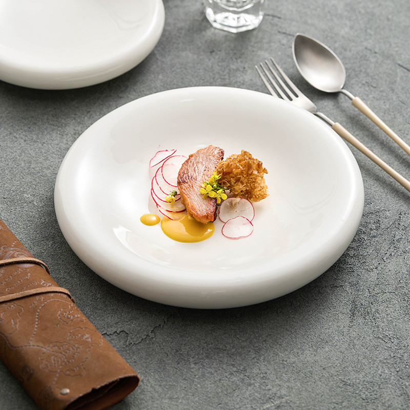 White porcelain plate,creative tableware,ceramic dinner plate double ...