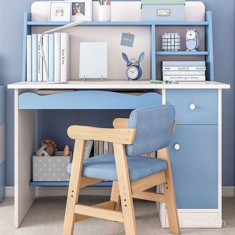 Desk Children's Study Desk Bookshelf Integrated Desk Elementary School ...
