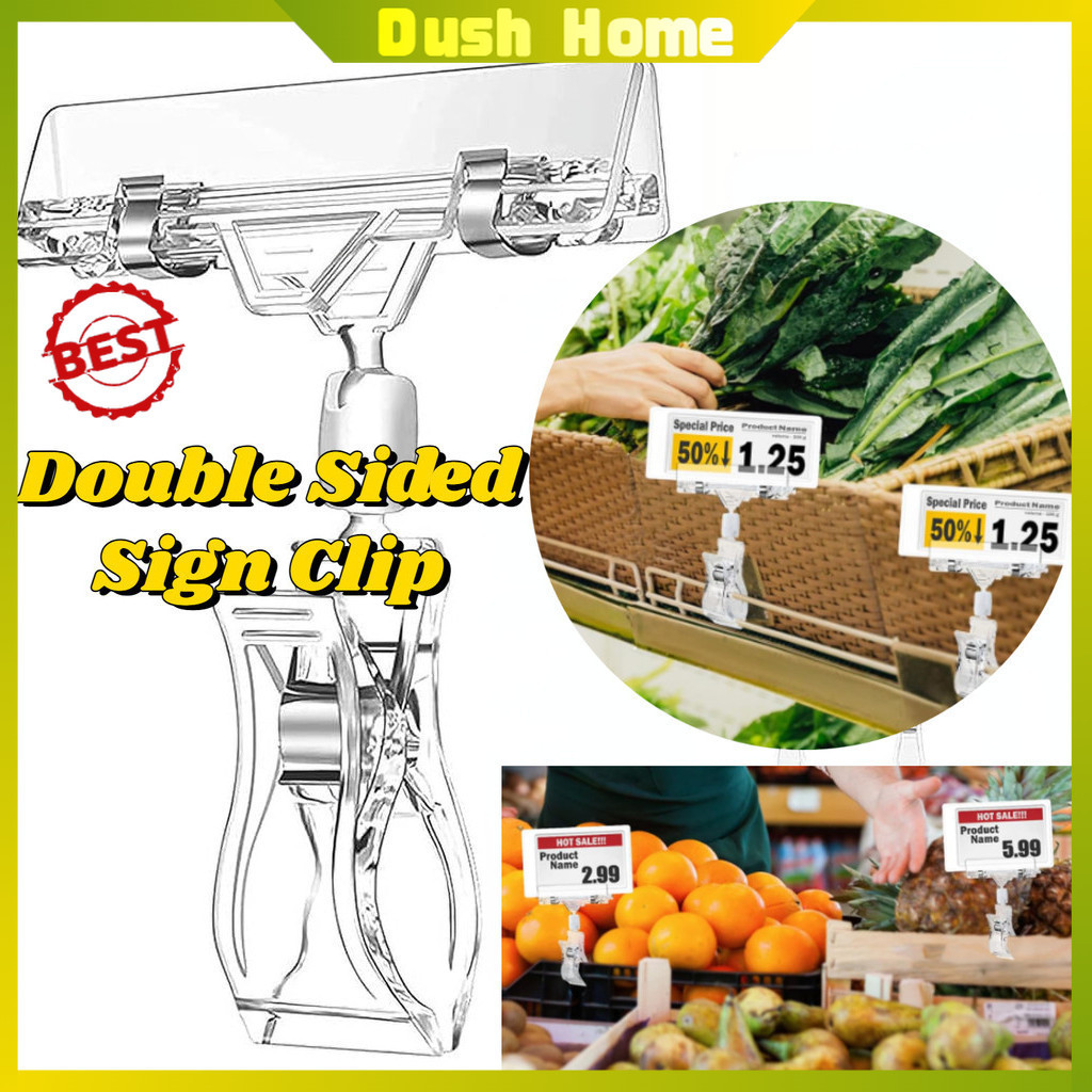 10pcs Double Sided Sign Clip, Clear Retail Merchandising Signs Price ...