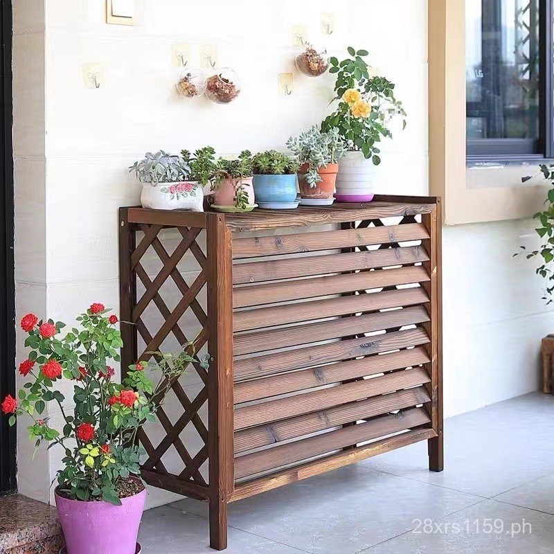 Summer Air Conditioner Decorative Rack Wooden Decorative Flower Stand ...