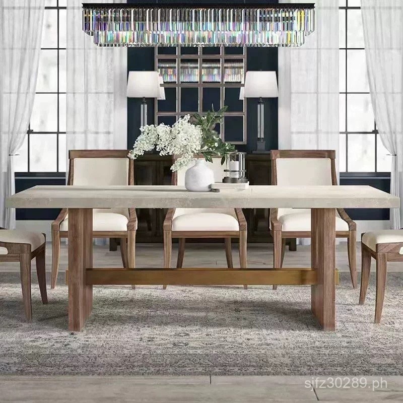 Wabi-Sabi Style Solid Wood Conference Table Long Table Simple Creative Large Board Office Desk ...