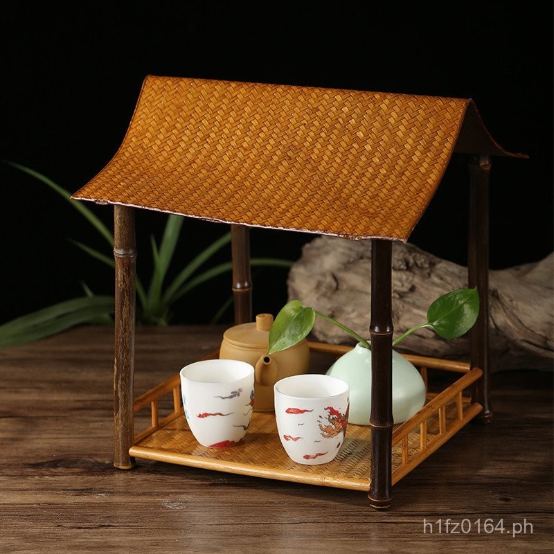 Chinese Style Desktop Shelf Storage Rack Cup Display Rack Bamboo Woven ...