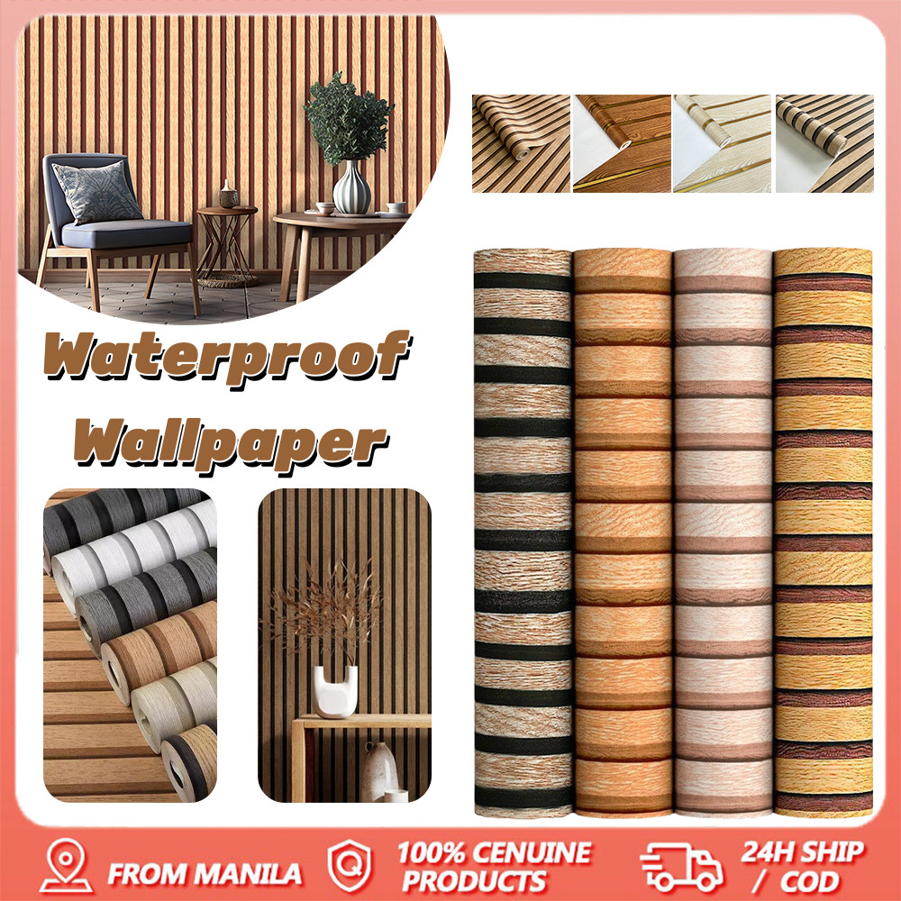 45cm*3m Stripe Wood Pattern Design Wallpapers Waterproof Self-Adhesive ...