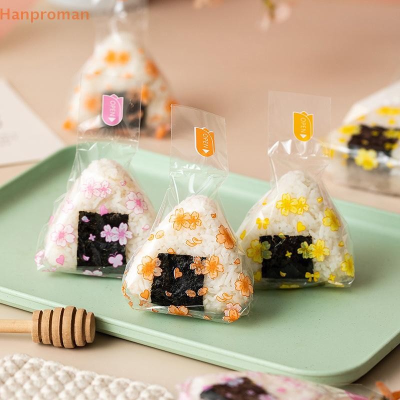 Hanproman> 50pcs Cherry Blossoms Triangle Rice Ball Packing Bag Nori ...