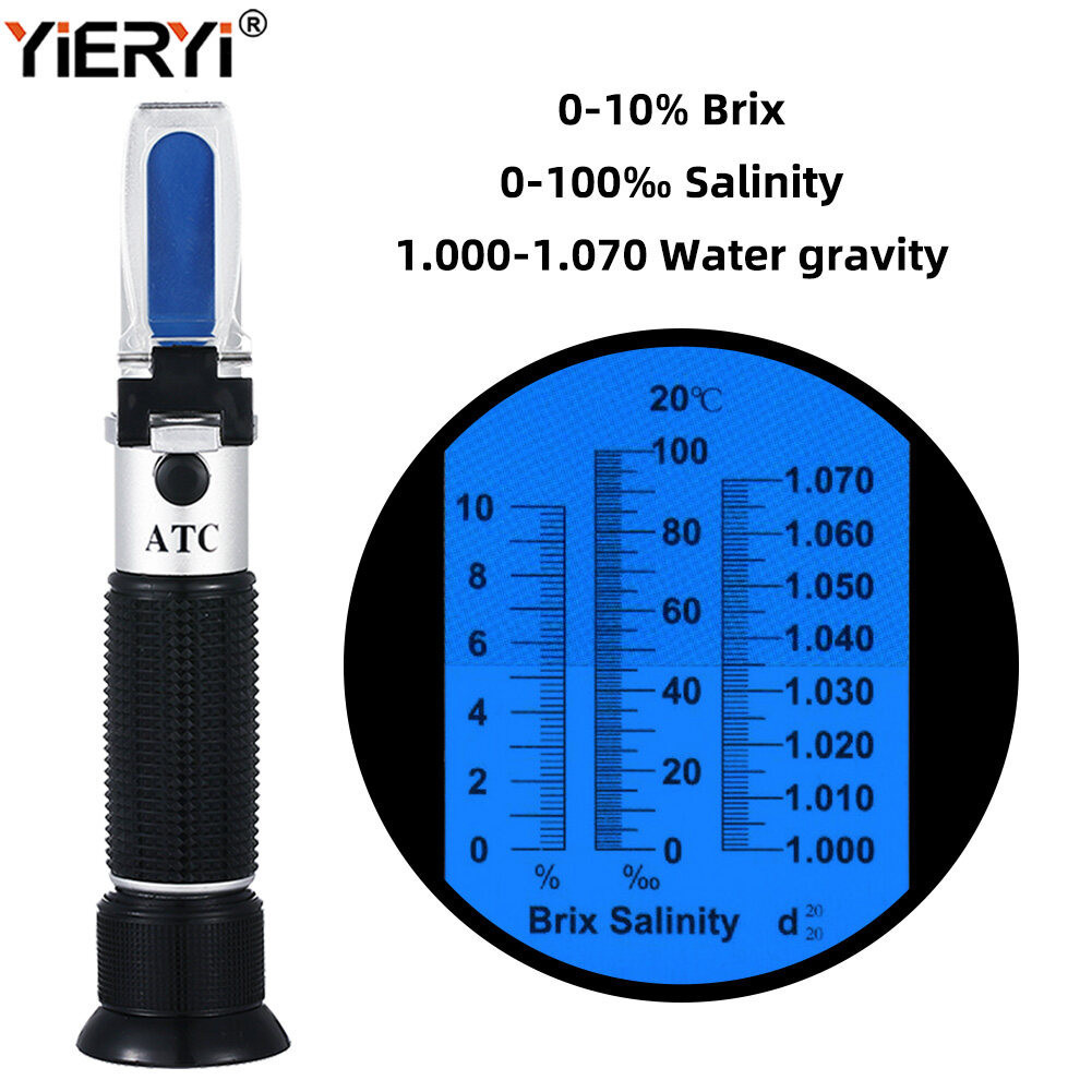 2 In 1 Brix & Salinity Refractometer 0-10%brix/0-100% Salinity Meter ...