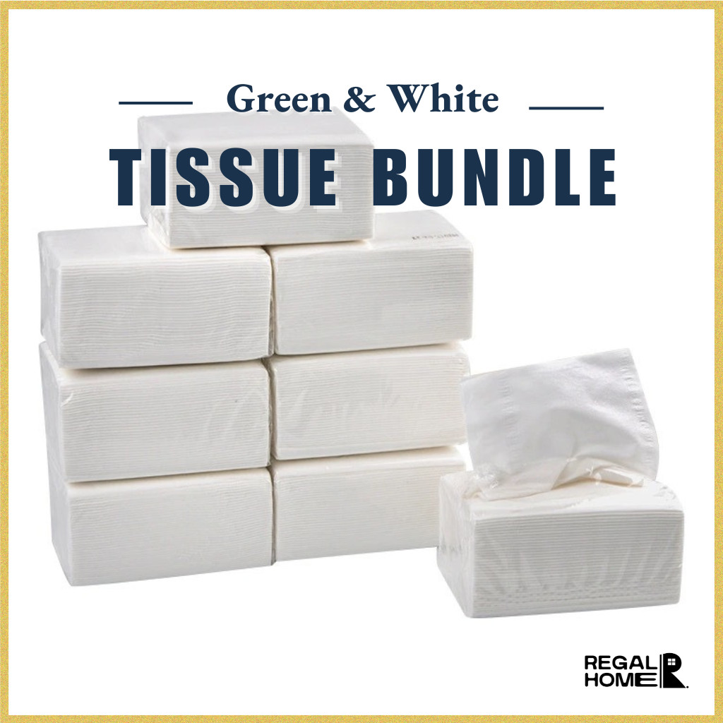 [1 bundle] 4ply 300 Sheet Green Tissue Transparent White Daily Use ...