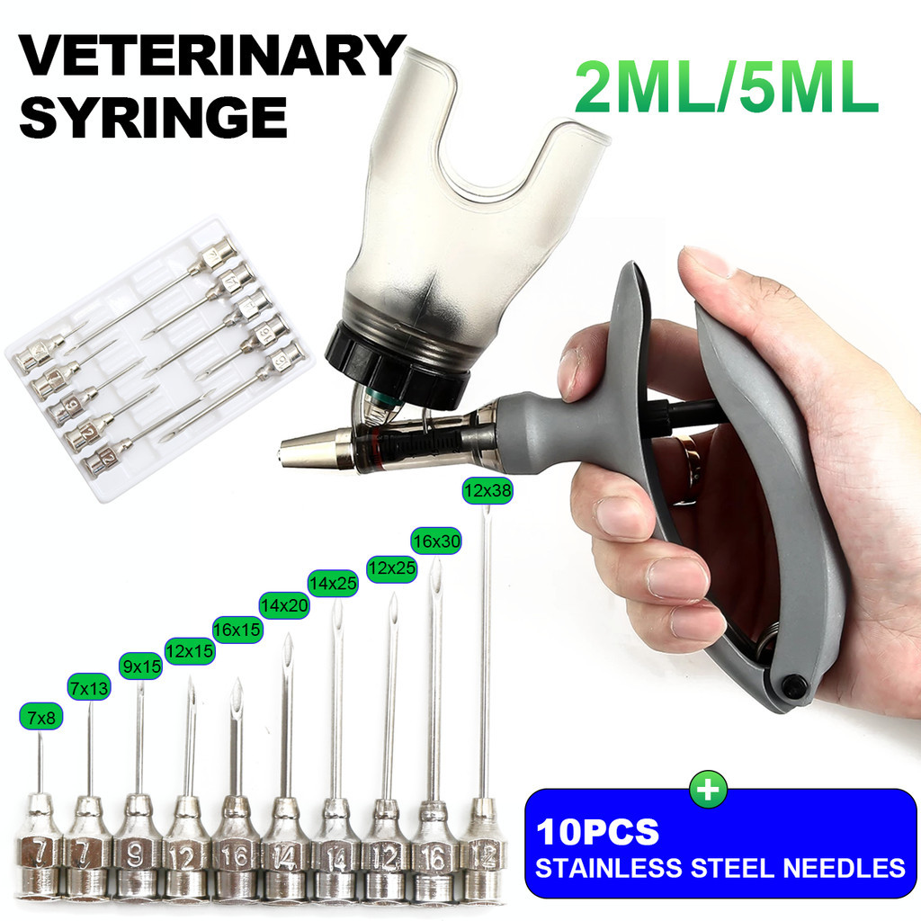 1 Pc 2/5ml Automatic Syringe With Needles Adjustable Continuous ...