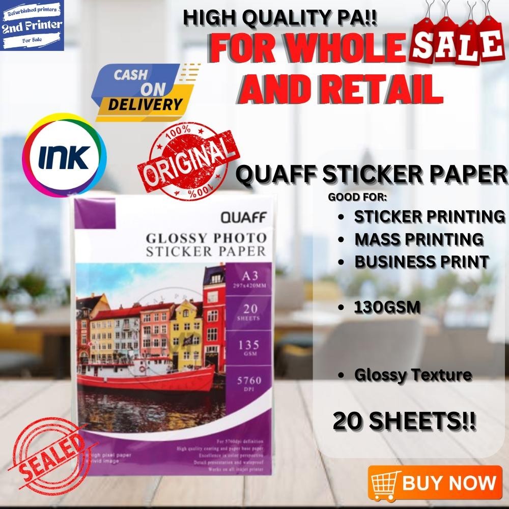 Quaff Photo Sticker Paper A4 135gsm by 2nd printer premium glossy ...