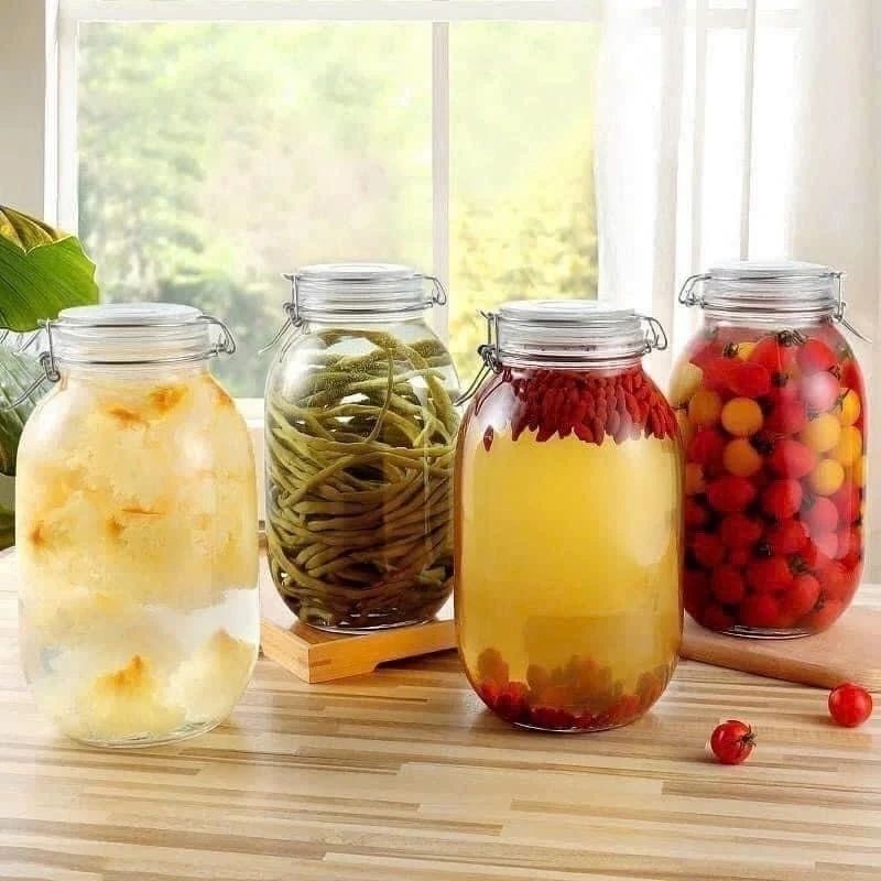 Round Glass Jar with Locking Lid 2 liters/ 3 liters / 5 liters Thick ...
