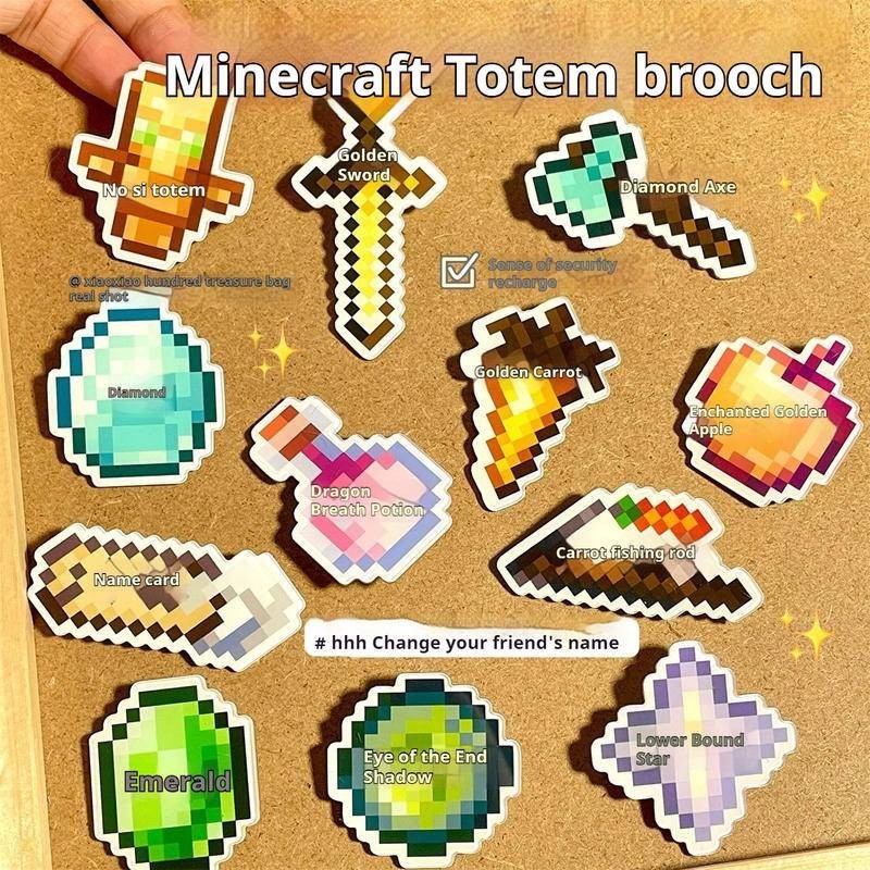 Minecraft Totem of Undying Enchanted Golden Apple Acrylic Pins and ...