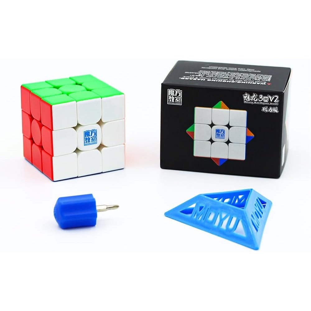 MOYU Speed Cube 3x3 StickerLess, Meilong 3M V2 Magnetic Cube ...