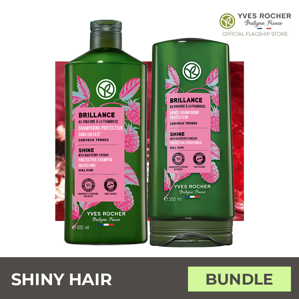 YVES ROCHER Shine Protective Shampoo 300ml & Conditioner 200ml for Dull ...