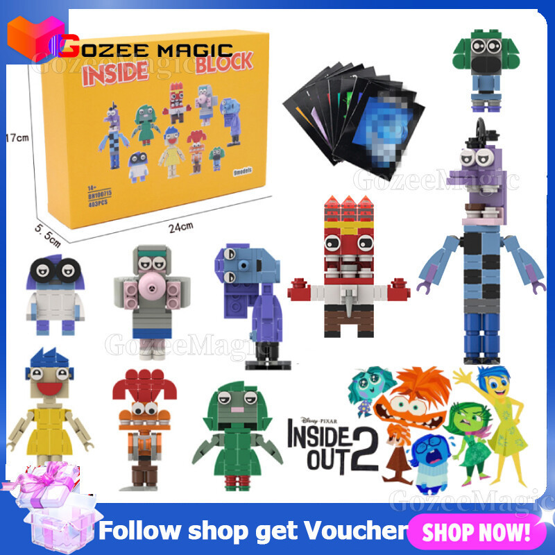 Anime Inside Out 2 Building Blocks Toy Anger Fear Disgust Joy Sadness ...