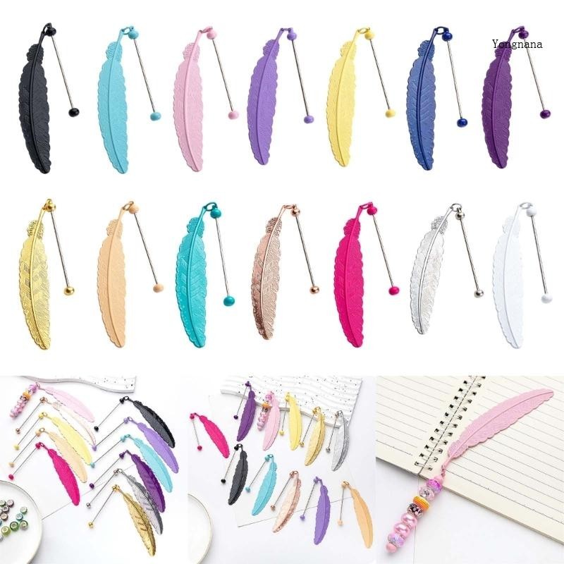 【CH*】 Feather Bookmarks Beadable Book Mark Metal Feather Book Page ...