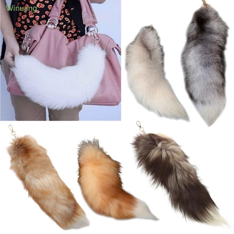 Winu Plush-Fox Tail Keychain Furry Animal Tail Keyring Keychain 40cm ...