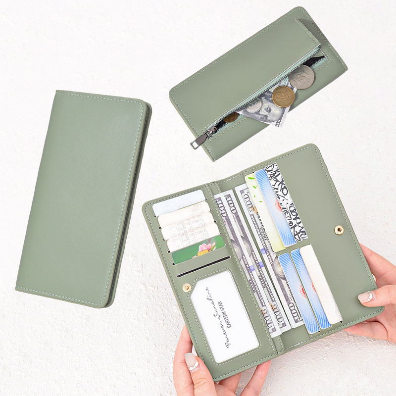 Solid Color Fashion High-end Women Long Wallet Multi Card Case Large ...