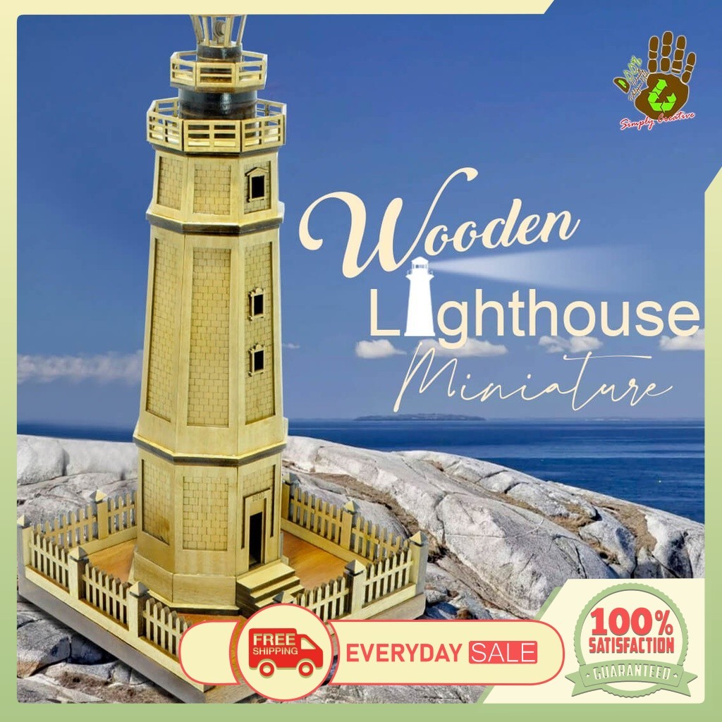 Simply Creative Wooden Lighthouse Miniature, Parola, Tower | Shopee ...