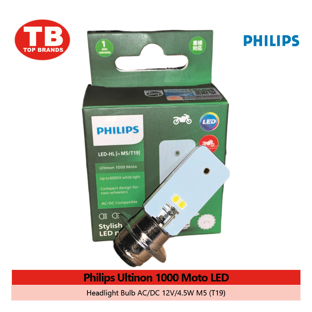 Philips Ultinon 1000 Moto LED - Headlight Bulb AC/DC 12V 4.5W M5 (T19 ...