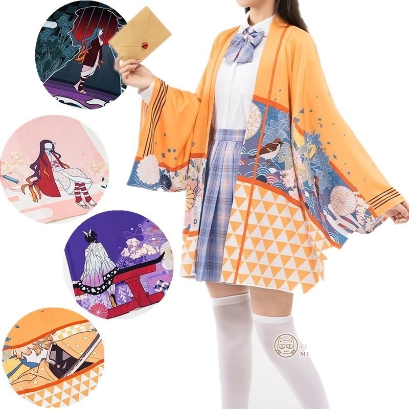Anime Cosplay Costume Demon Slayer Cloak Kimetsu No Yaiba Haori Kimono ...