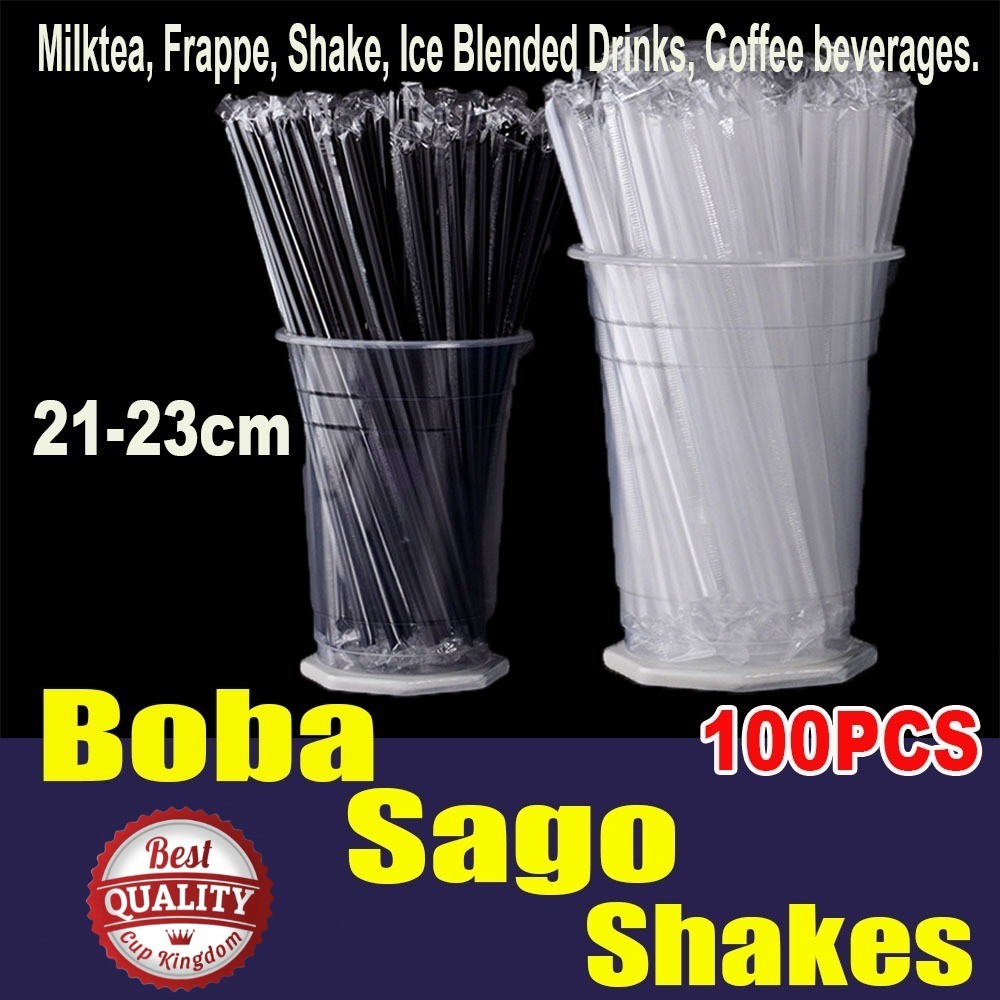 100pcs Disposable Straw Individually Wrapped Boba Straws (21cm & 23cm ...