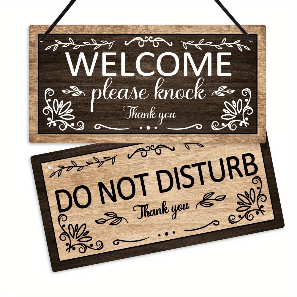 Double-Sided Hanging Sign, Reversible "Welcome Please Knock/Do Not ...