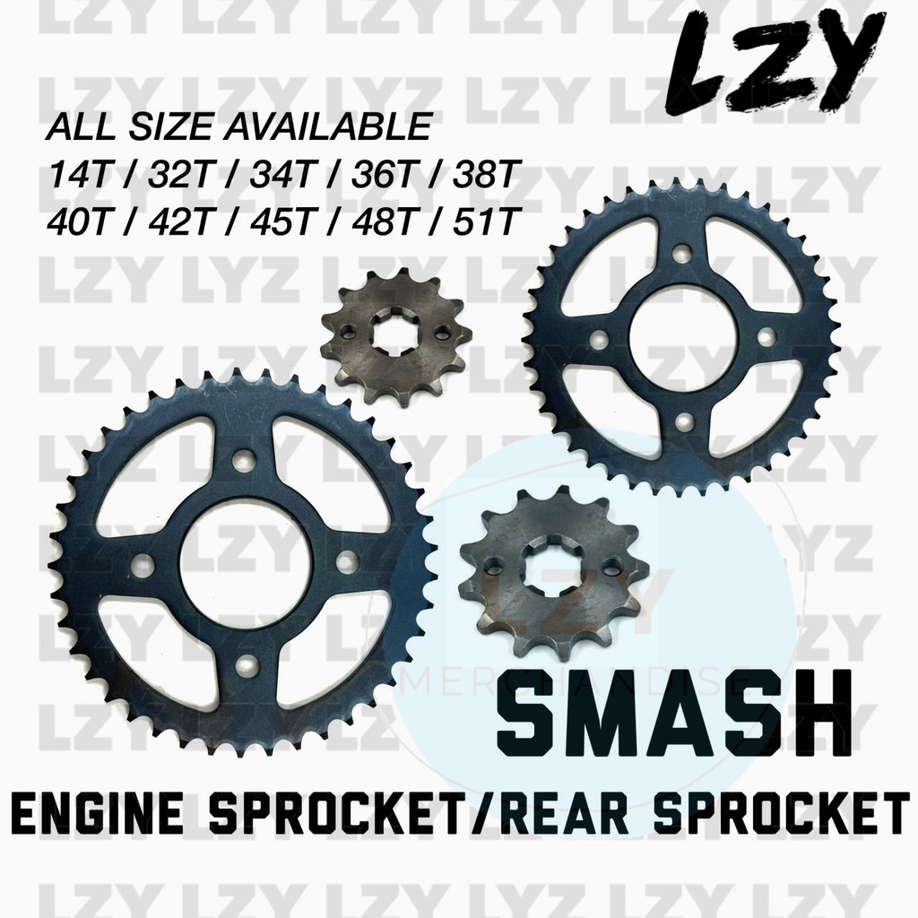 LZY SMASH Engine Sprocket Rear Sprocket All Sizes 14T 32T 34T 36T 38T ...