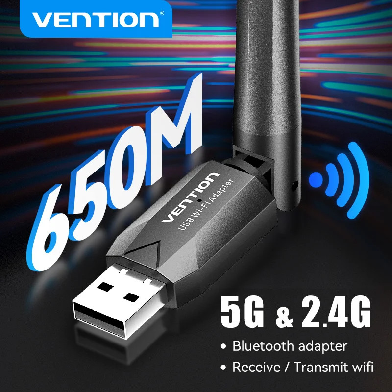 Vention WiFi Adapter AC650 WiFi5 5G&2.4G USB WiFi Card Dongle for PC ...