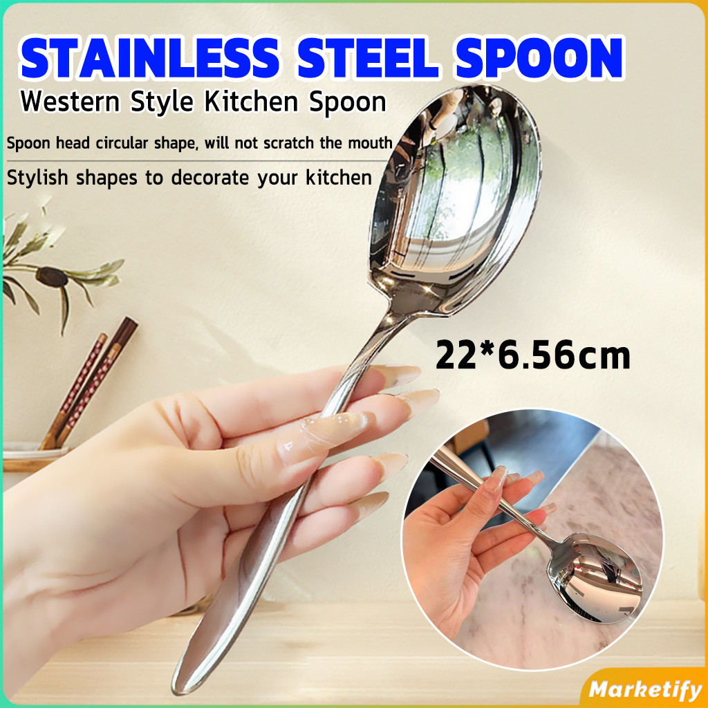 MK Stainless Steel Soup Spoon Public Sharing Spoon for Restaurants Home ...