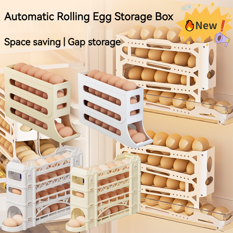 Automatic Rolling Egg Rack 30 Grid Egg Rack Storage Box/3/4 Layer Egg ...