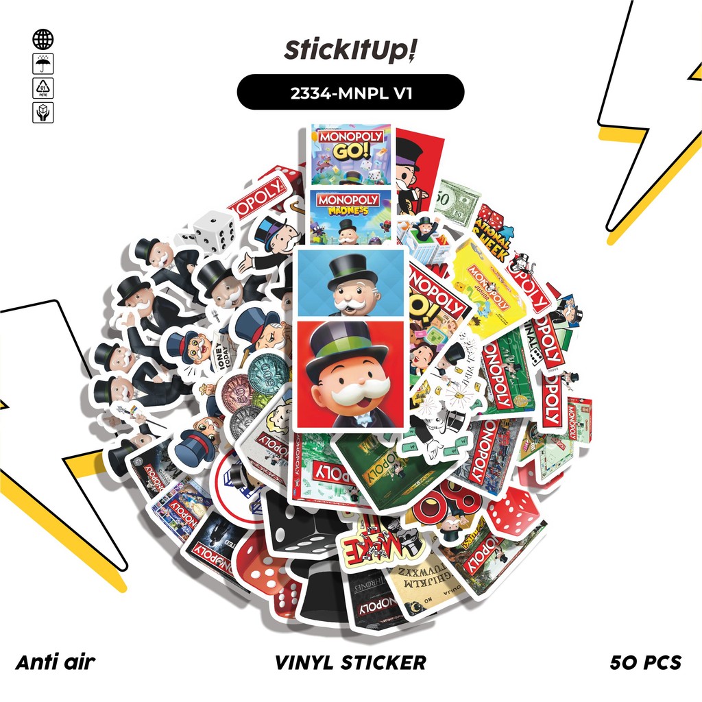 HP 50 Pcs Sticker Pack MONOPOLY GAME 01 Cute Aesthetic Vinyl Waterproof ...