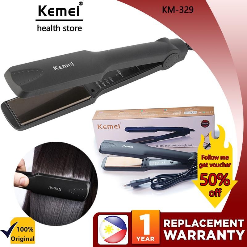 KemeI KM-329 Professional 2 in 1 Straightening Iron Fast Warmup Thermal ...