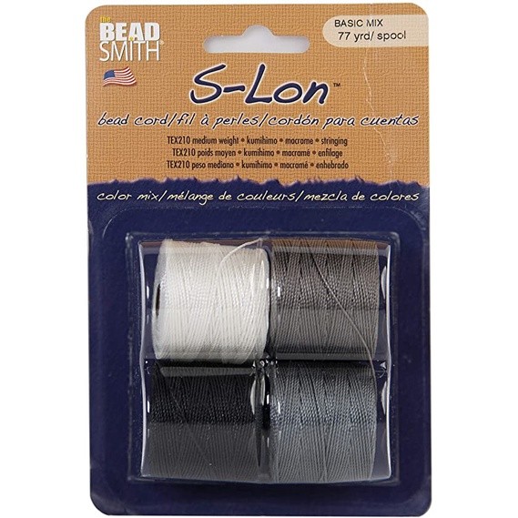 The Beadsmith S-Lon #18 Cord Multipack with 4 Spools (Basic Mix) TEX210 ...
