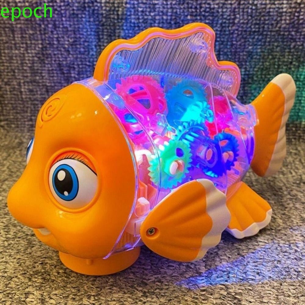 EPOCH Transparent Gear Fish, Battery Powered Animal Swing Fish Colorful ...