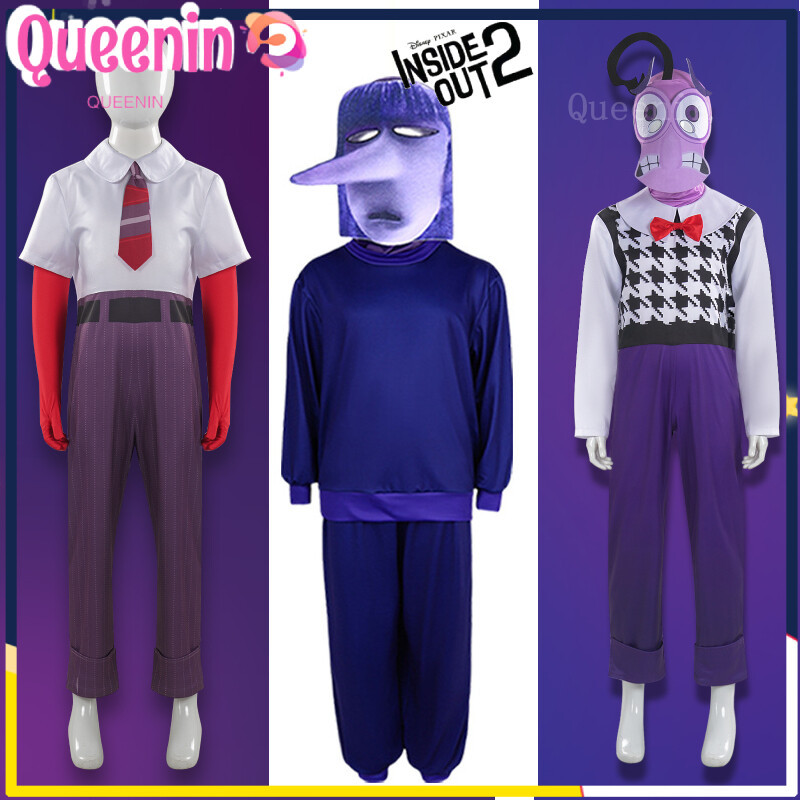 Inside Out 2 Anger Fear Ennui Jumpsuits Headgear Set Halloween Cosplay ...