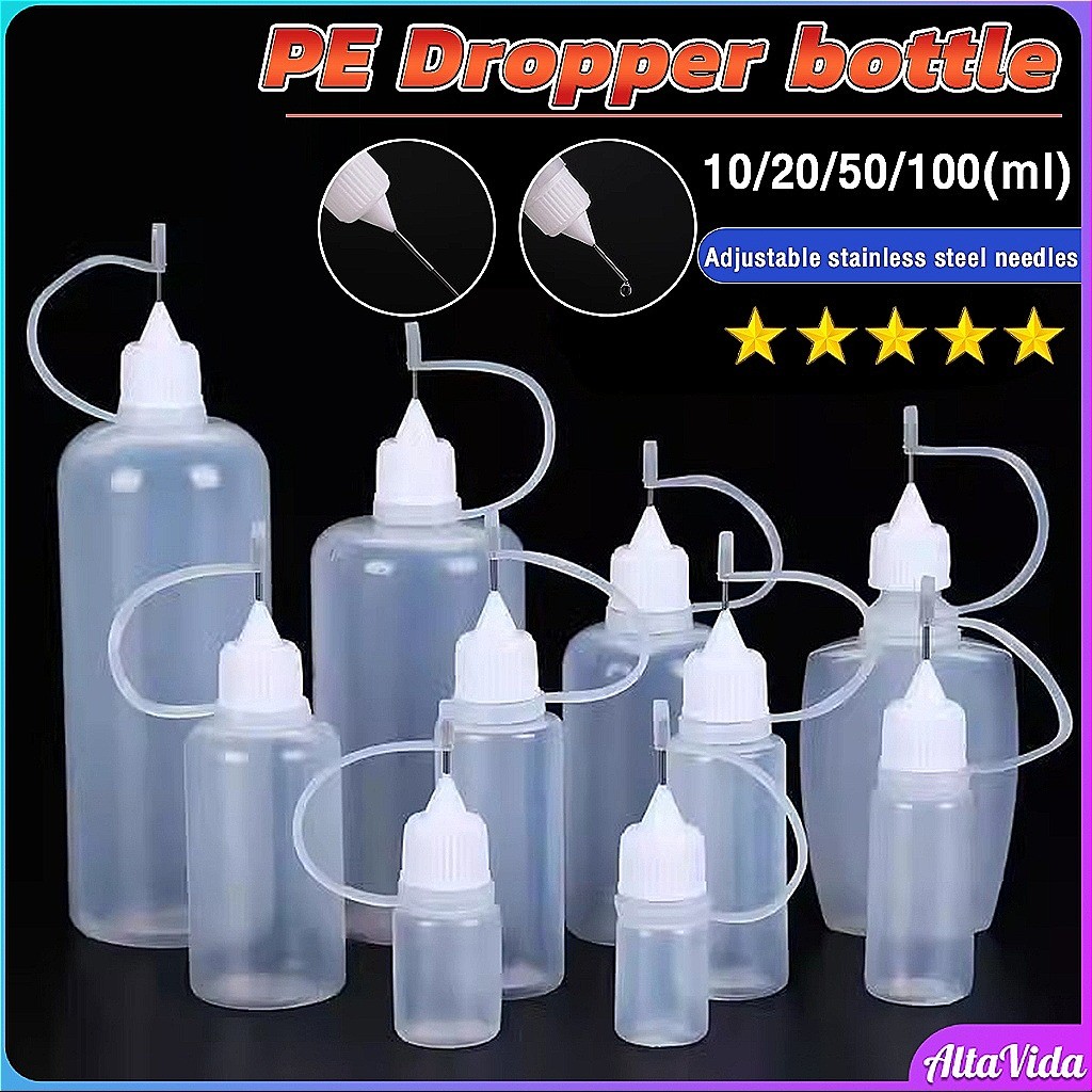 Alta 10ml 20ml 50ml 100ml PE Plastic Squeezable Dropper Bottle Needle ...