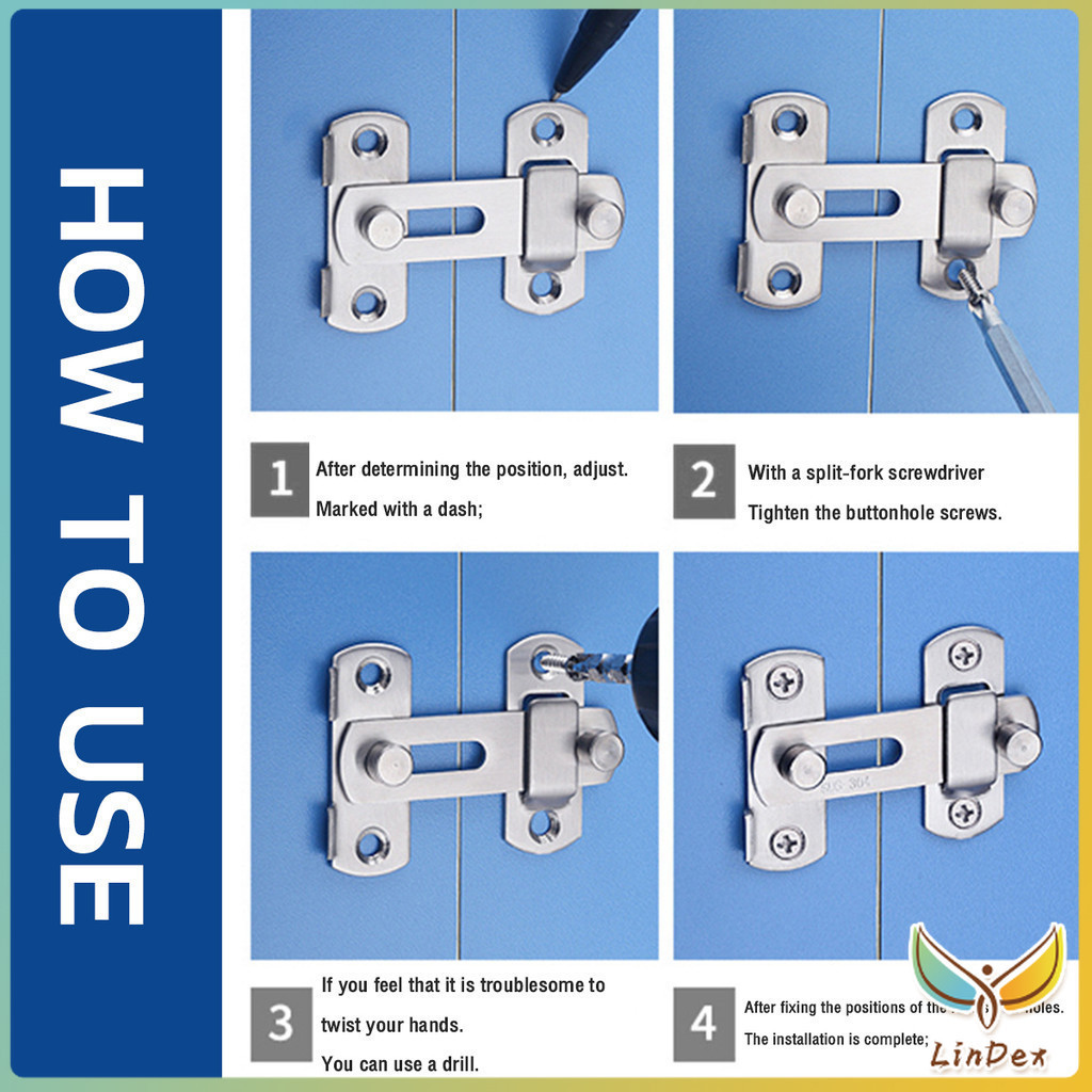 LD 3" 4"Hasp Latch Lock Sliding Door Window Cabinet Fitting Room ...