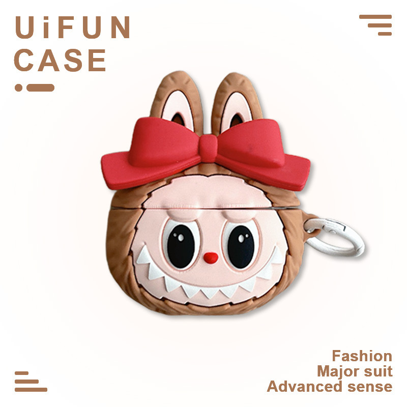 3D Cartoon Bowknot Labubu Silicone Wireless Bluetooth Earphone ...