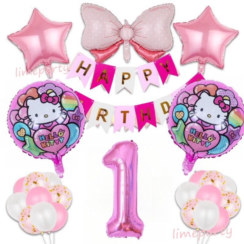 67pcs Hello Kitty Theme Pink White Balloon Garland Arch Kit 5/10inch ...