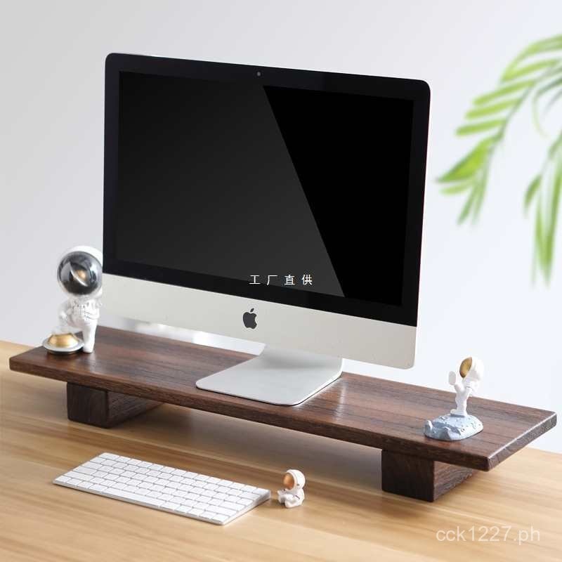 Desktop Heightening Storage Keyboard Organizer Rack Solid Wood Shelf ...
