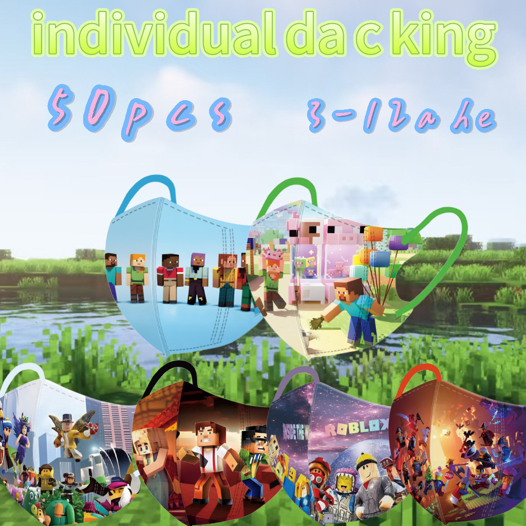 Individually Packaged Disposable 3-12-year-old 3D Minecraft Masks with ...
