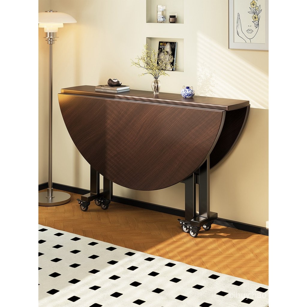 Folding Round Table for Home Rental Small Apartment Movable Folding ...