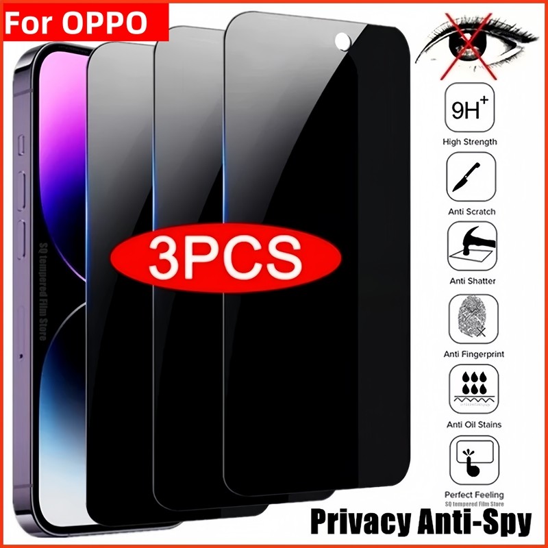 3Pcs Anti-Spy Privacy Temper Glass For OPPO A18 A38 A3X A5X A5 Pro A7 ...