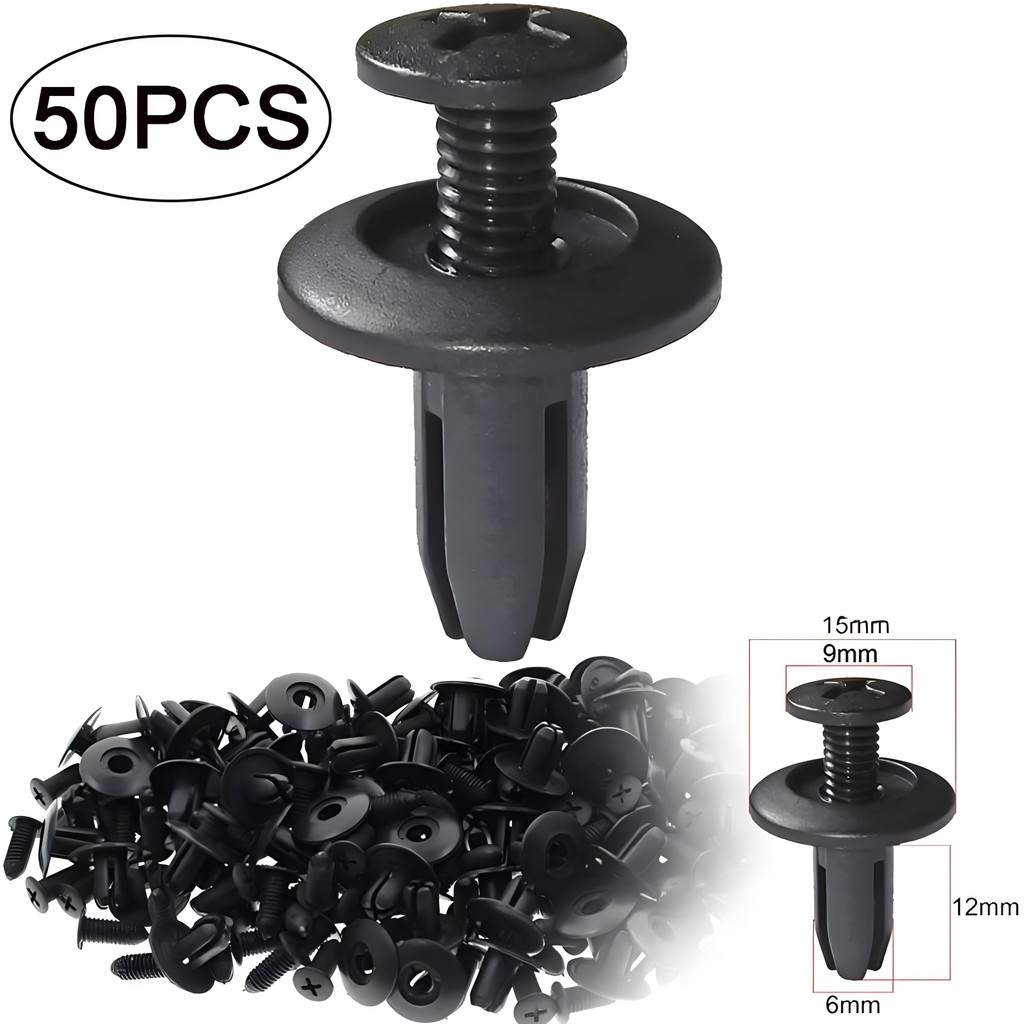 Universal Car Fastener Clips 6mm 50/100pcs for Door/Panel/Fender/Bumper ...